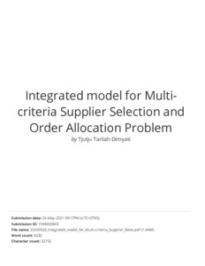 Integrated model for Multi-criteria Supplier Selection and Order Allocation Problem - repo unpas